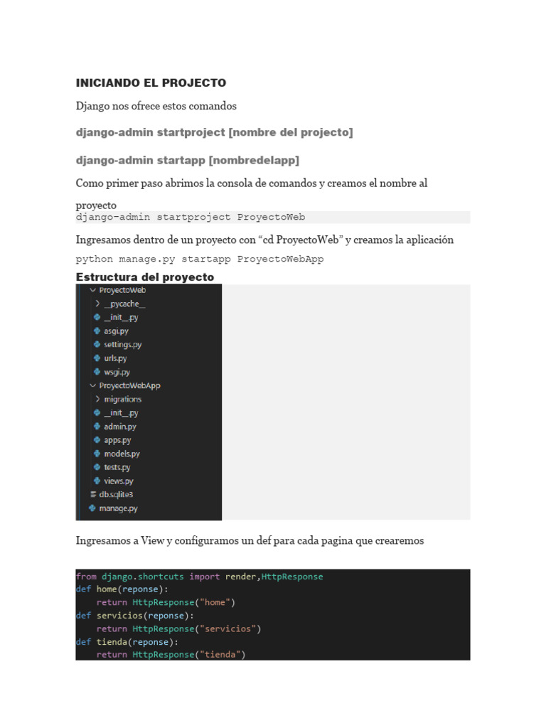 Iniciando Proyecto Django con Dreamweaver | PDF | Python (lenguaje de programación) | Archivo de ...