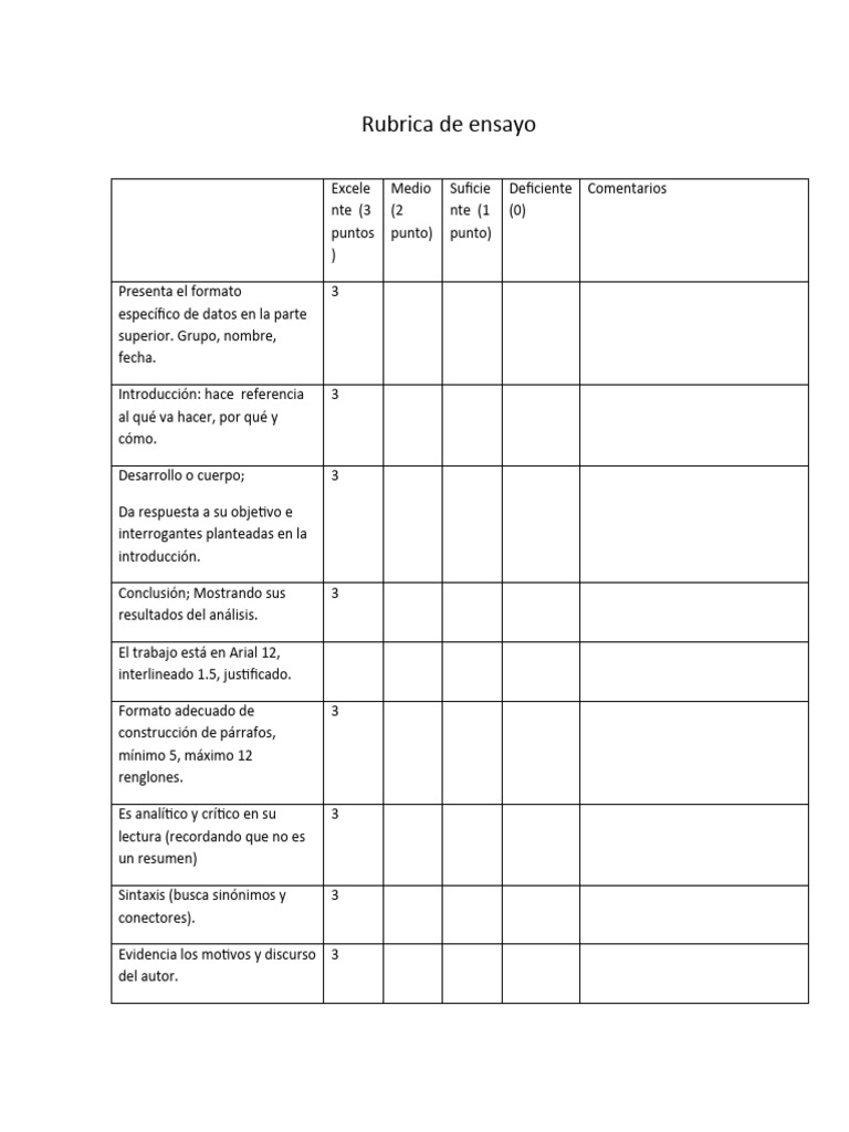 Rubrica Ensayo | PDF | Ensayos | Comunicación humana