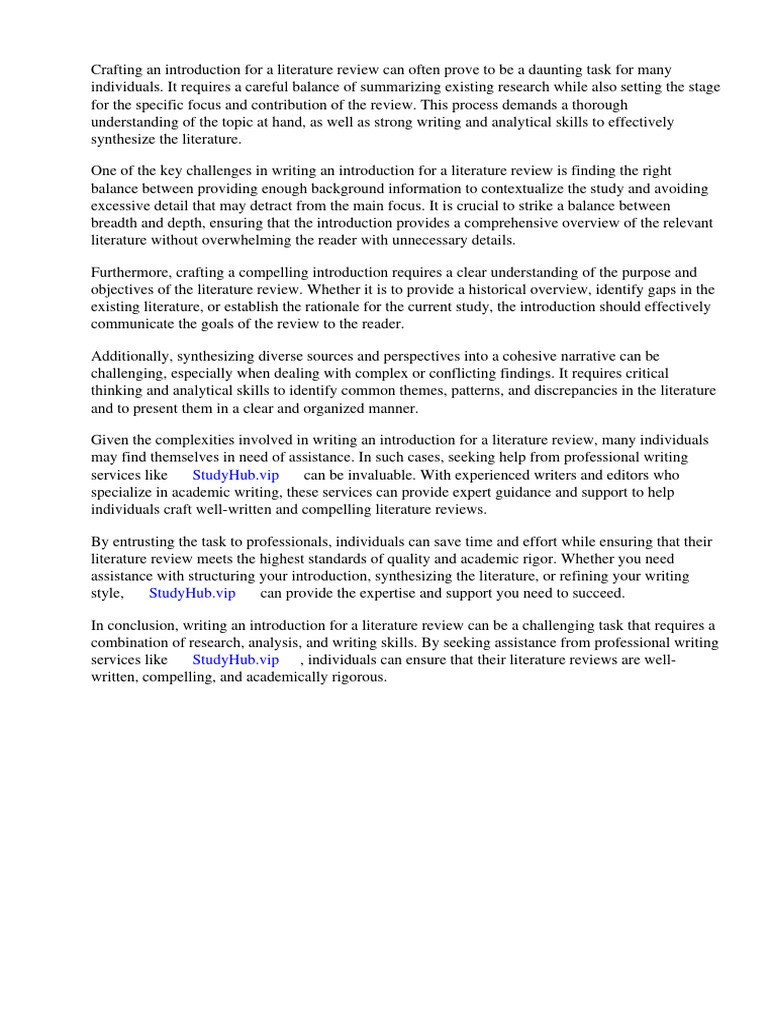 How to Do an Introduction for a Literature Review | PDF | Essays ...