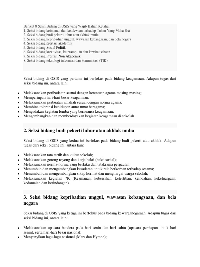 Tugas 8 Bidang Osis Baru-1 | PDF
