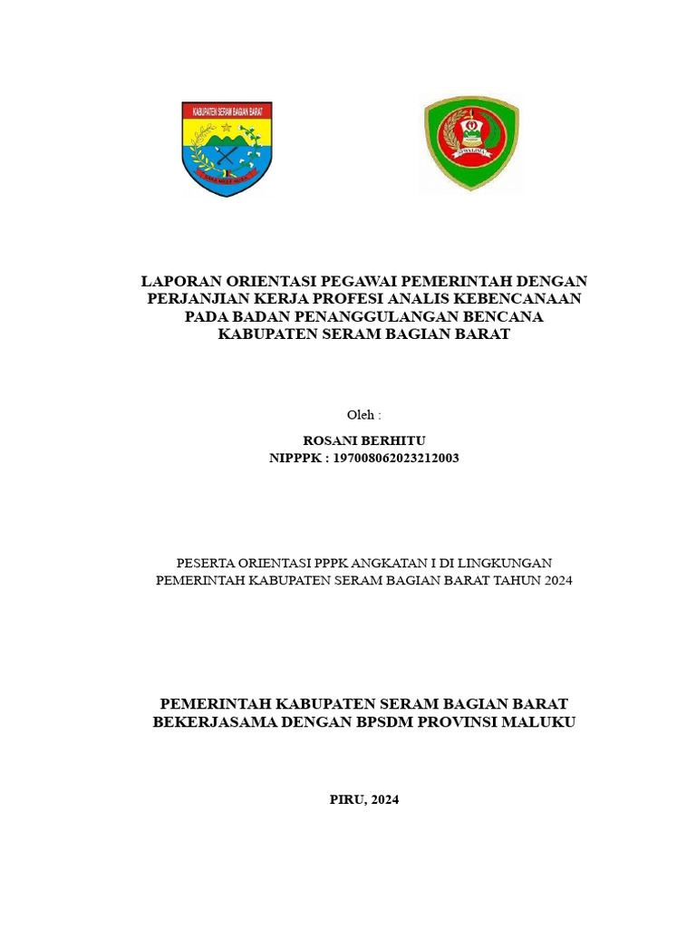 Laporan Orientasi Pppk Rosani Berhitu Pdf Karier Perkembangan