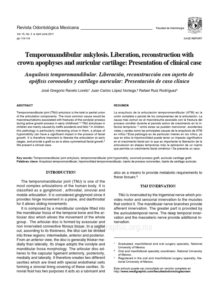 Anquilosis Temporomandibular: Caso Clínico | PDF | Sistema ...