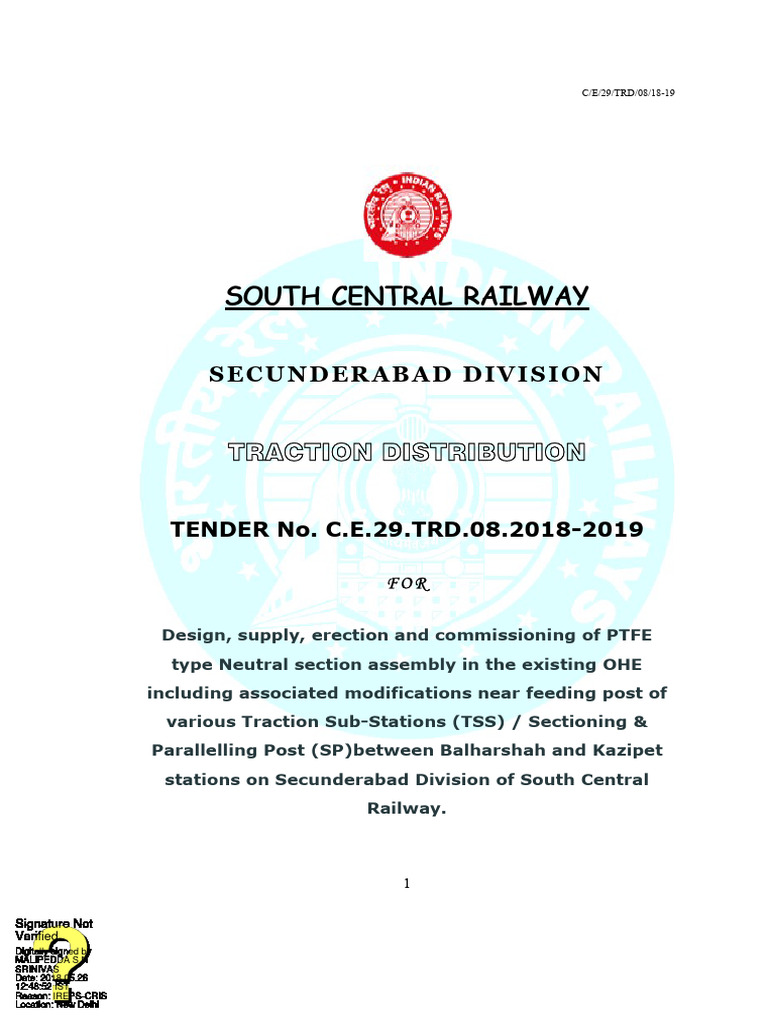 South Central Railway Tender for OHE Assembly | PDF | Money | Notary Public