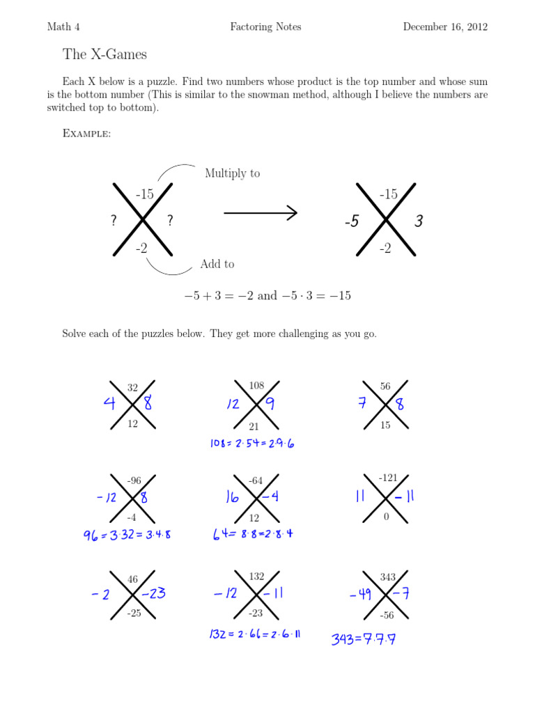 Factoring Quadratics Guide | PDF | Factorization | Polynomial