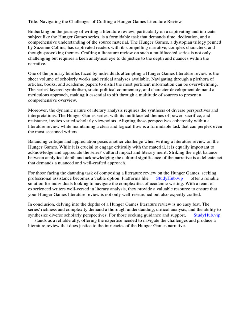 Hunger Games Literature Review | PDF | The Hunger Games