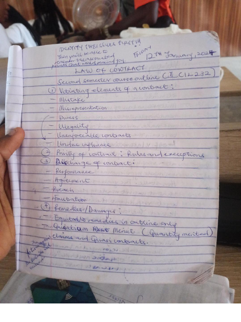 Law of Contract Notes Compilation by Kekayo J.O | PDF