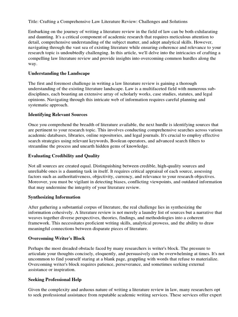 Law Literature Review Example | Download Free PDF | Thesis | Literature ...