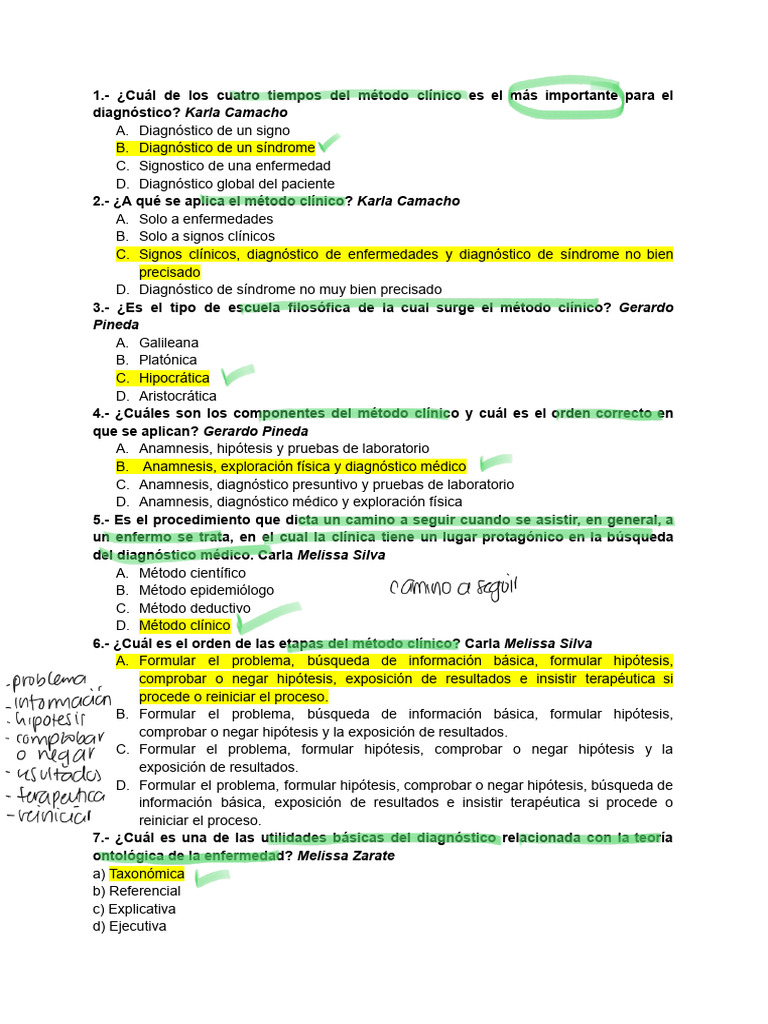 Banco de Preguntas Prope-1er Parcial | PDF | Diagnostico medico | Examen físico