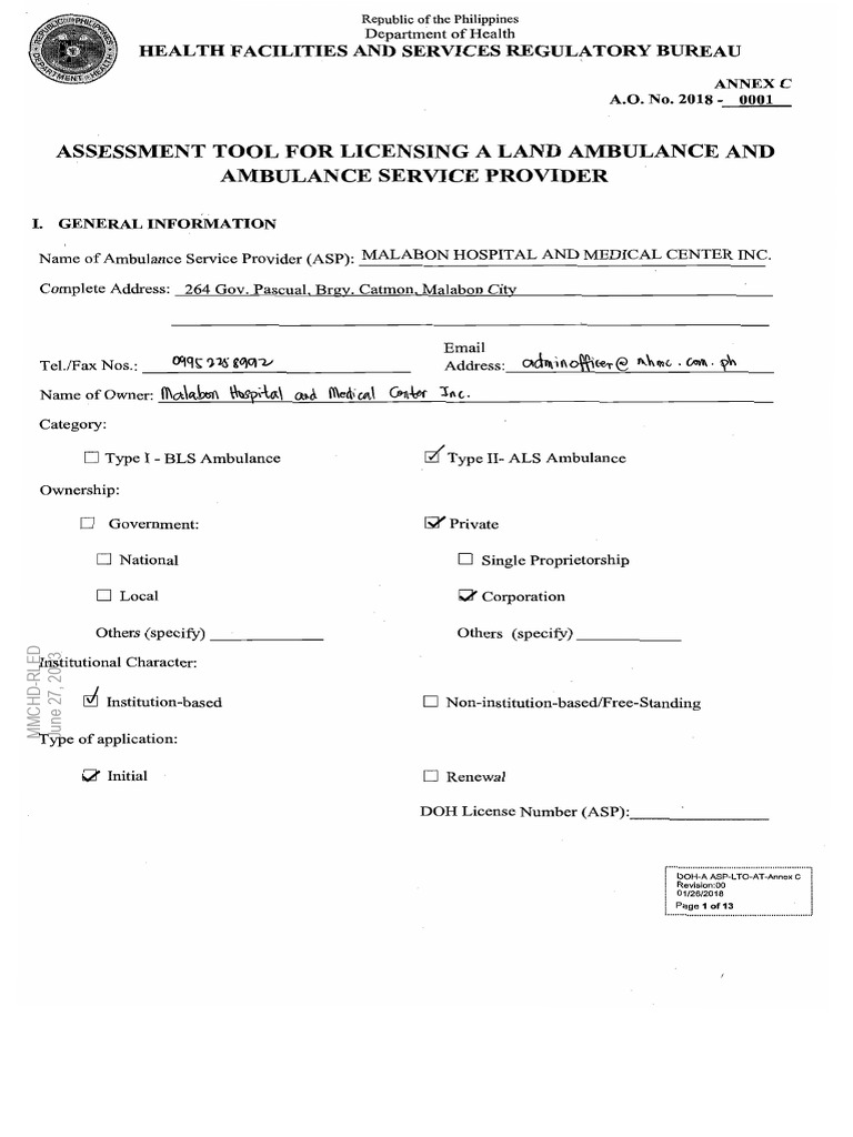 Assessment Tool - Ambulance | PDF | Ambulance