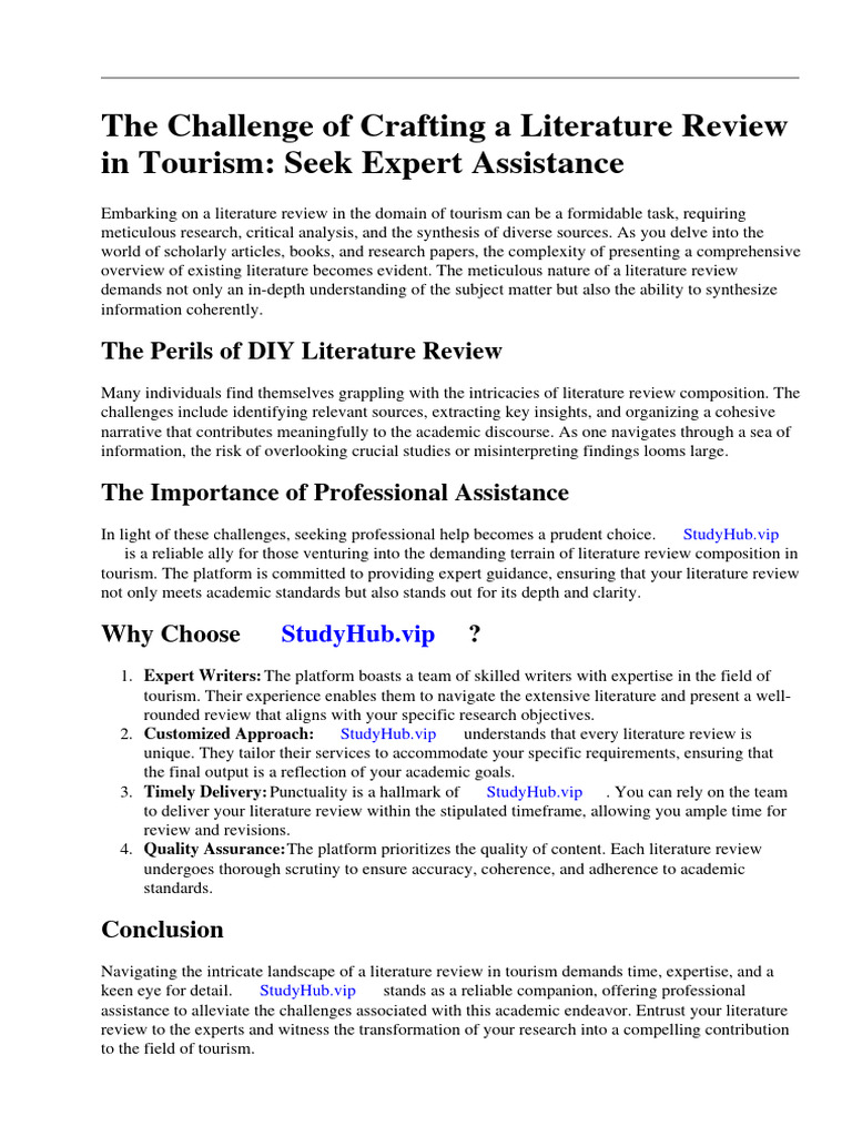 Literature Review Example Tourism | PDF