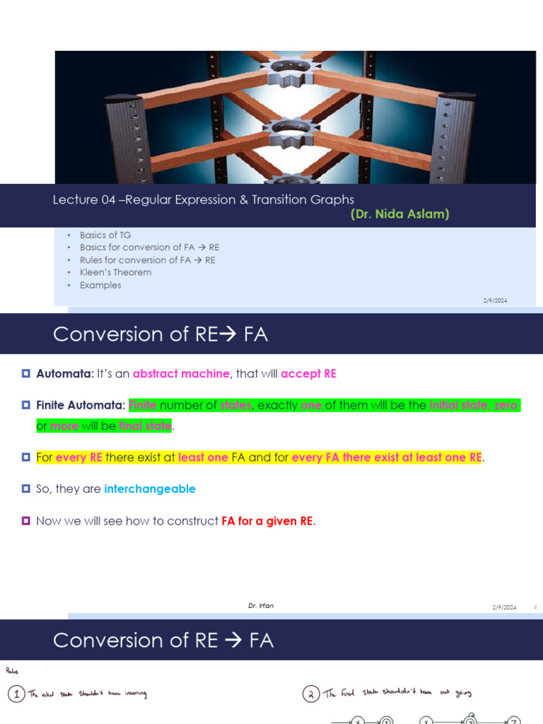 Lecture 04 Transition Graphs Fa And Regular Expression 2024 2 Pdf Combinatorics Discrete