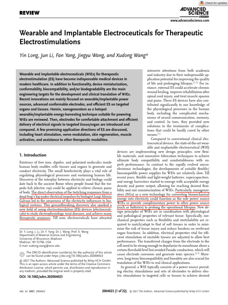 2021 - Wearable and Implantable Electroceuticals For Therapeutic ...