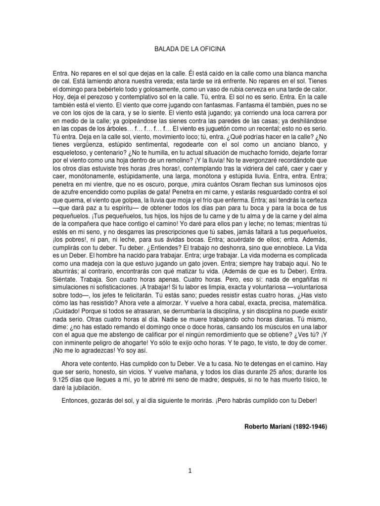 Balada de La Oficina - Roberto Mariani | PDF