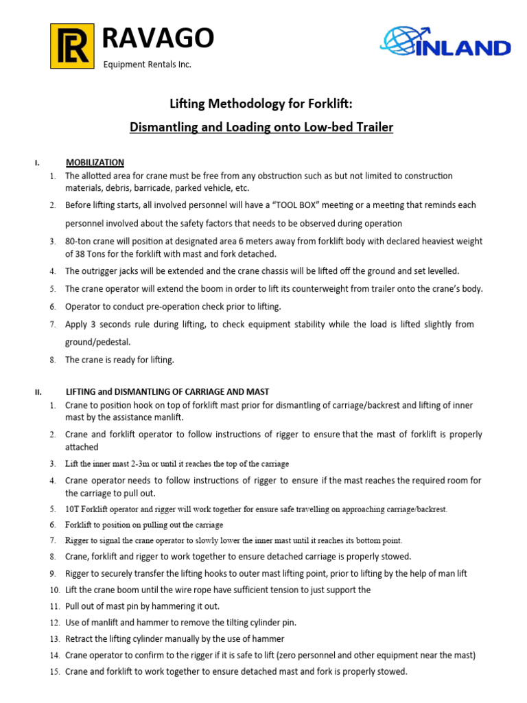 Lifting Methodology for Crane and Forklift | PDF | Crane (Machine ...