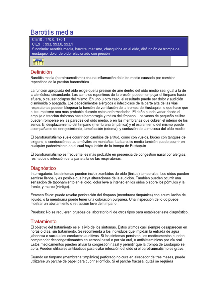 Barotitis Media | PDF | Alergia | Oído