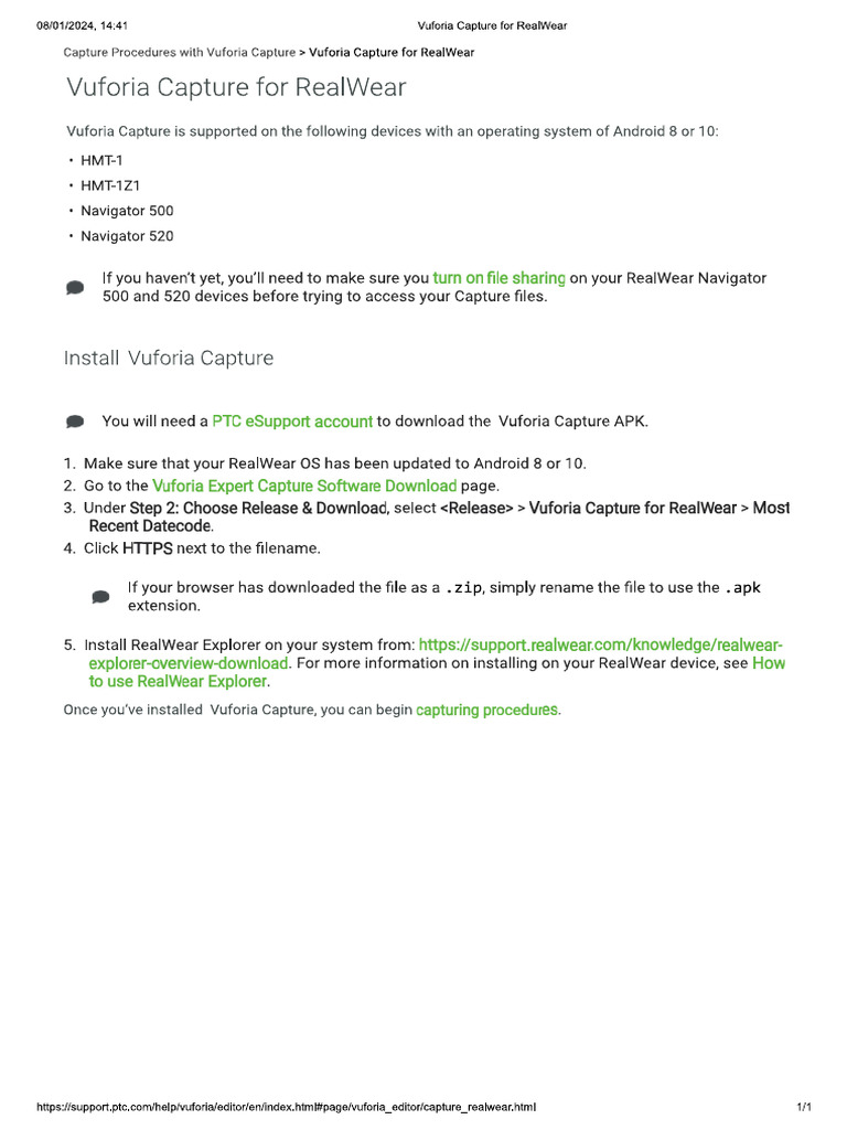 Vuforia Capture For Rrealwear | PDF