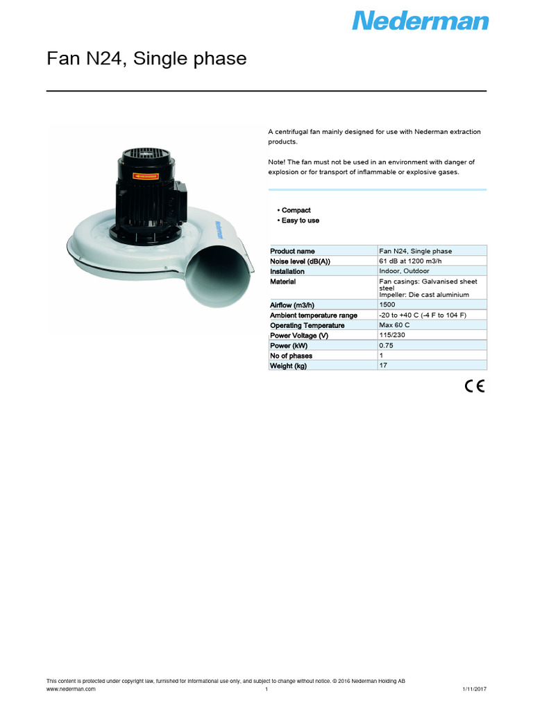 N24 Fan Single Phase 2016 | PDF | Electrical Engineering
