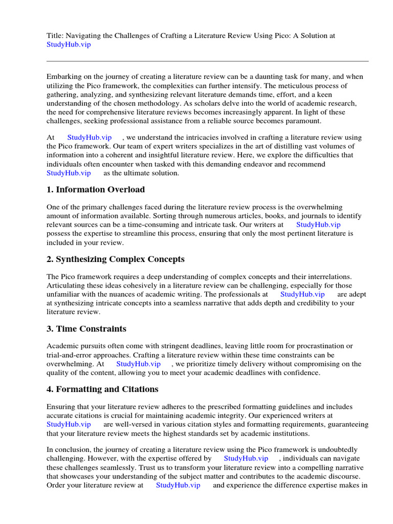 Literature Review Using Pico | PDF