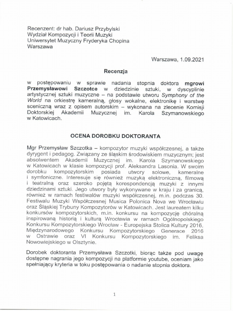 Recenzja Przybylski Dariusz | PDF