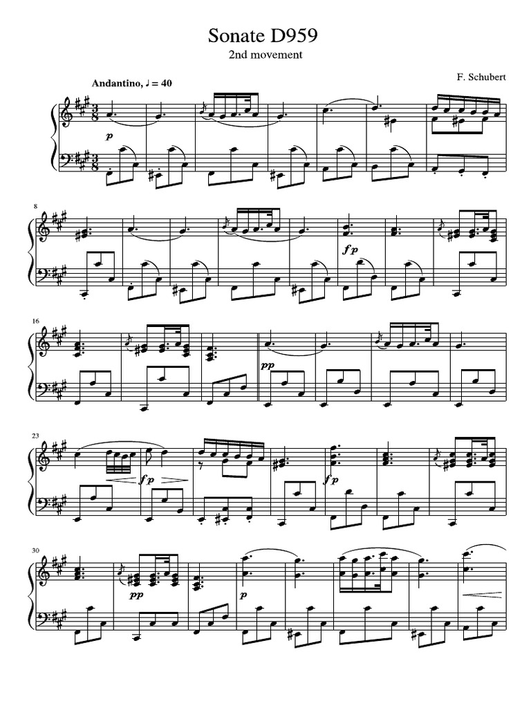 Schubert Sonata D959 Andantino | PDF