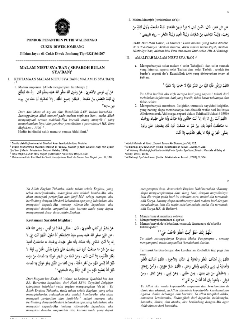 Keutamaan Malam Nisfu Syaban | PDF