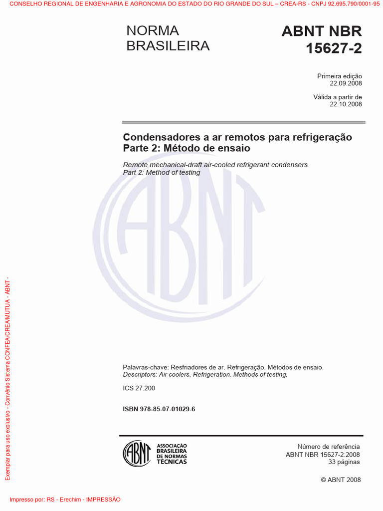 Abnt NBR 15627 2 2008 | PDF | Calor | Mecânica dos fluidos