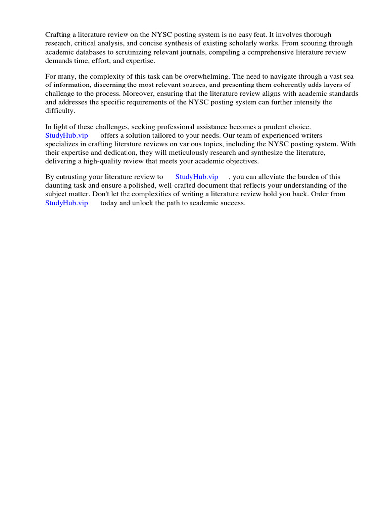 Literature Review on Nysc Posting System | PDF