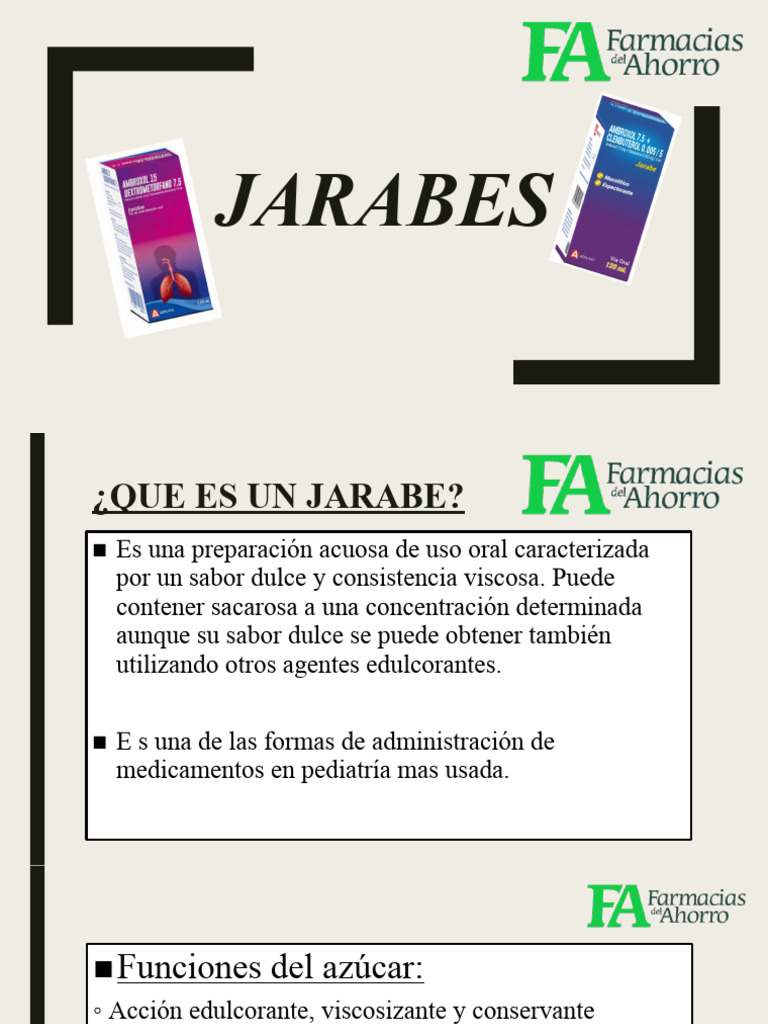 Jarabes: Uso, Ventajas y Tipos de Tos | PDF | Tos | Sacarosa