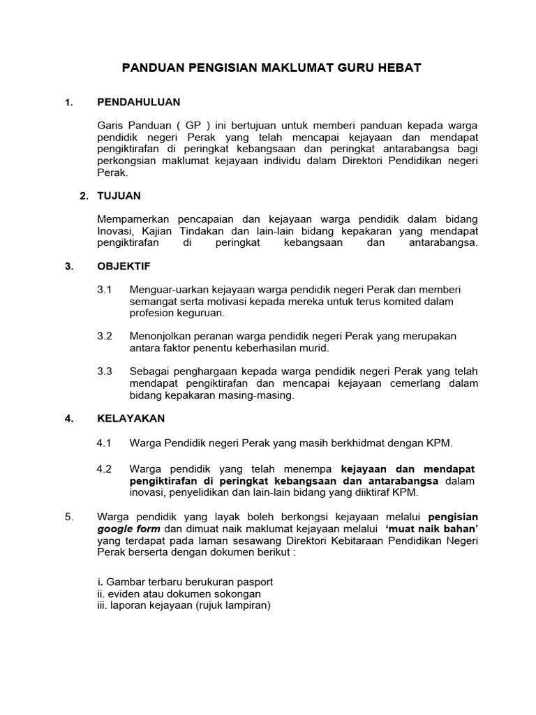 Garis Panduan_guru Hebat Tambah Lampiran 1 | PDF