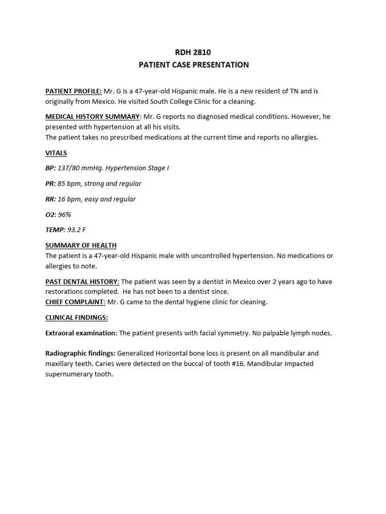 2patient case presentation-1 | PDF | Periodontology | Oral Hygiene