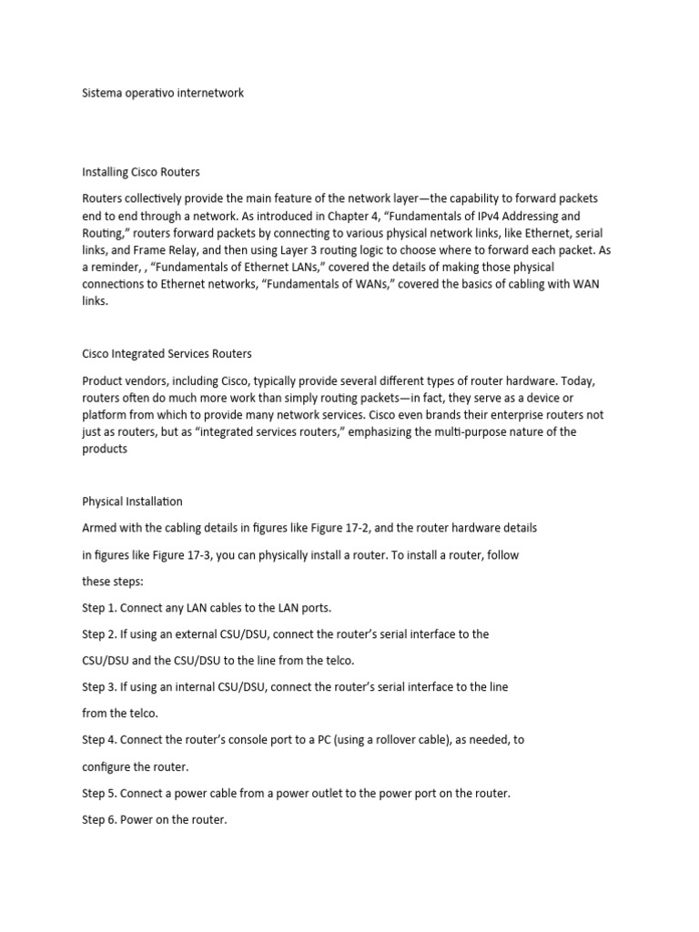 Sistema Operativo Internetwork | PDF | Router (Computing) | Computer ...