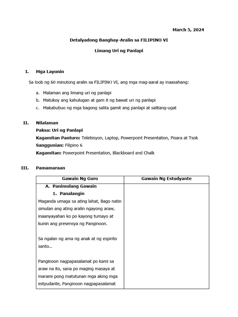 Filipino DLP (Panlapi) | PDF