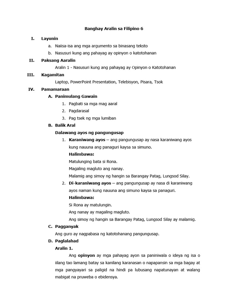 Semi LP Filipino Opinyon at Katotohan | PDF