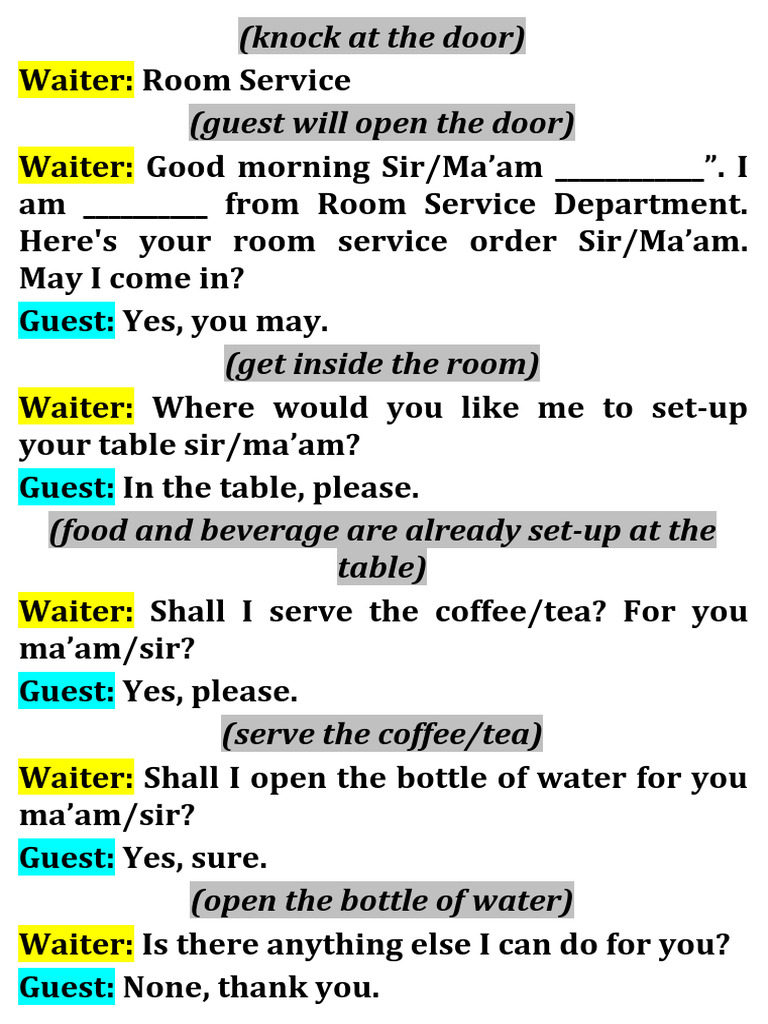 DRSO Script | PDF | Waiting Staff | Foodservice