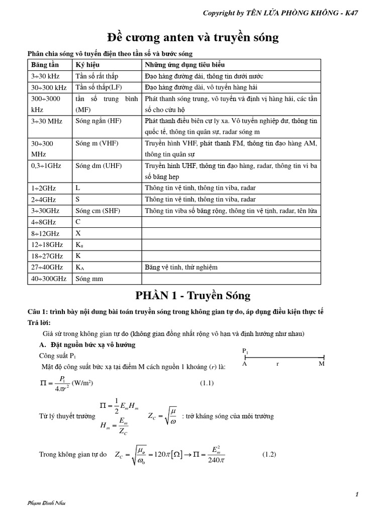 Đề Cương Truyền Sóng Và Anten | PDF