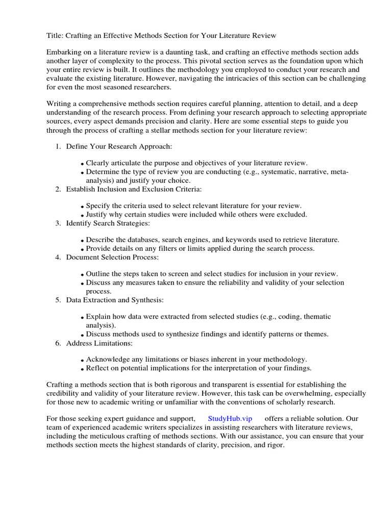 How to Write Methods Section for Literature Review | PDF | Methodology ... How to Write Methods Section for Literature Review | PDF | Methodology ...