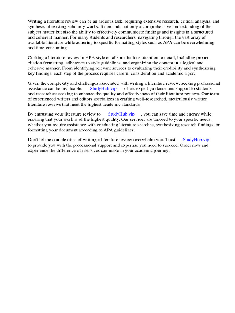 Example Apa Style Literature Review | PDF | Thesis | Apa Style
