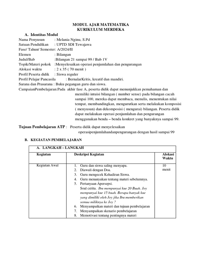 Modul Ajar Matematika | PDF