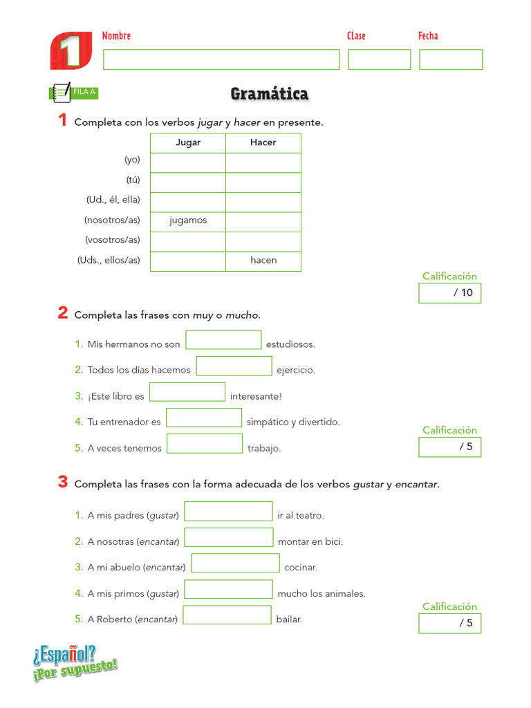 Ejercicios de Gramática y Léxico en Español | PDF