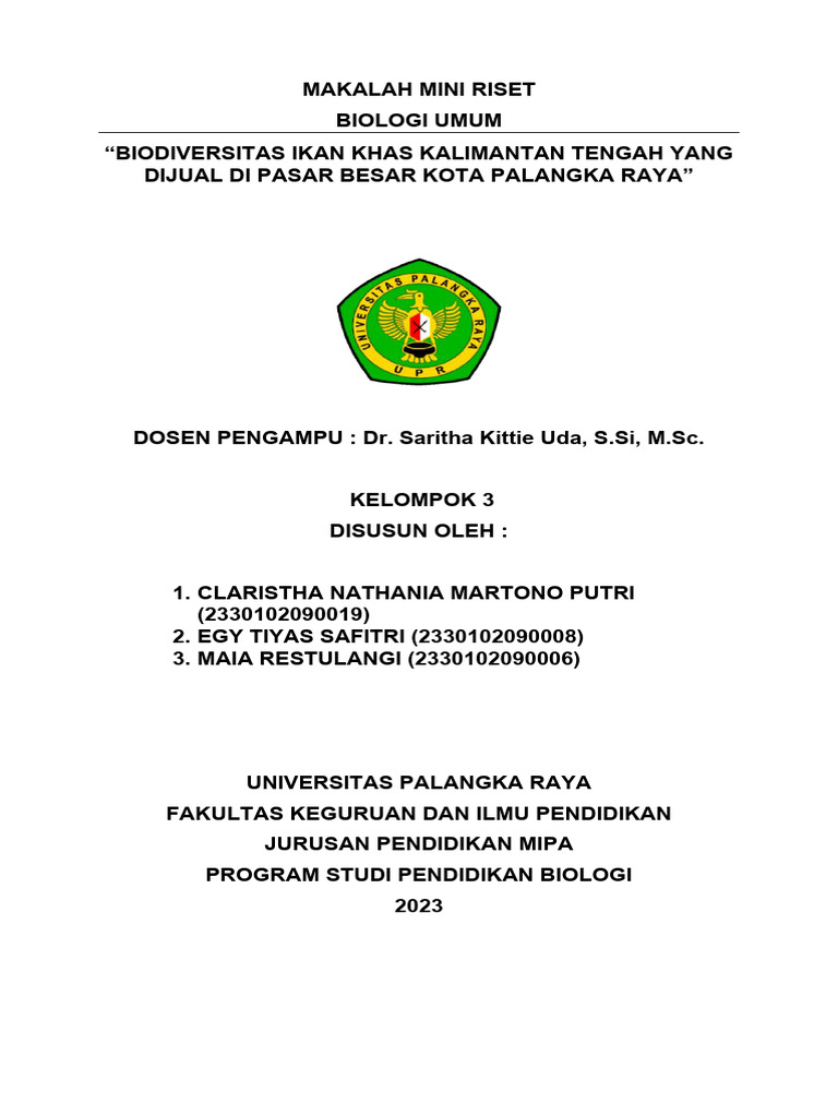 Makalah Penelitian Mini Riset - Kelompok 3 - BIOLOGI UMUM | PDF