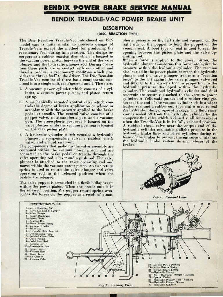 Bendix - Treadle-Vac - Power Brake Service Manual - OCR - 7 Pages | PDF