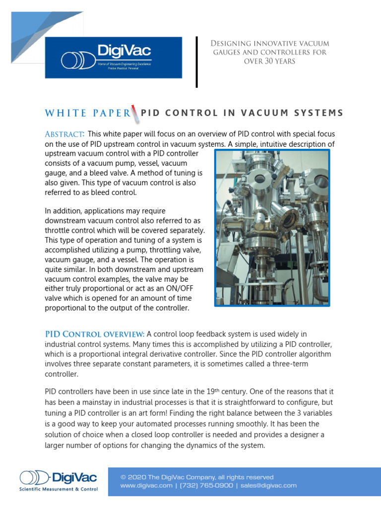 White Paper PID Control in Vacuum Systems - Final 2020 | PDF