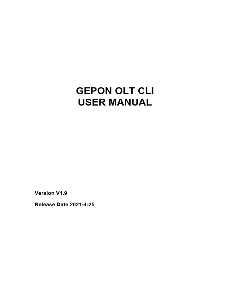 GEPON OLT CLI User Manual - v2.0 | PDF