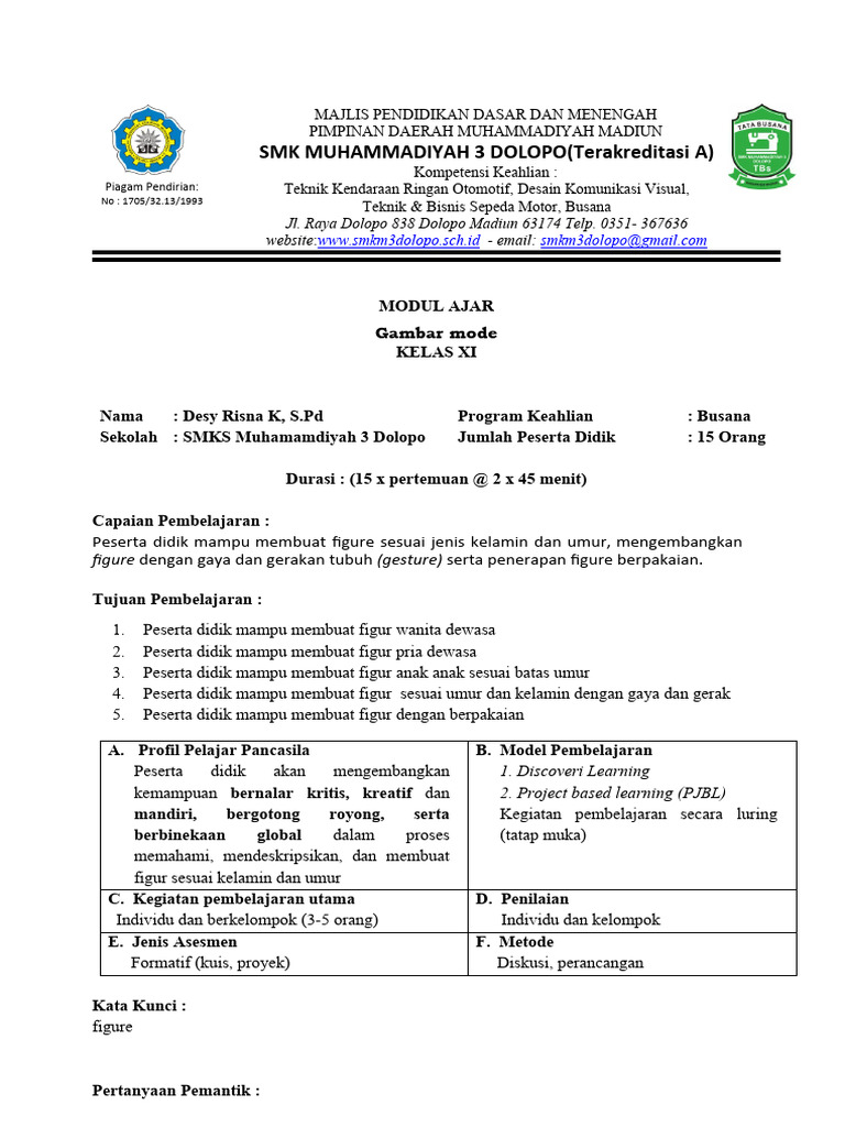 MODUL AJAR Gambar Mode | PDF