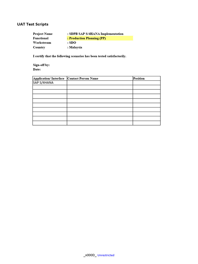 UAT Test Scripts for SDO Malaysia | PDF
