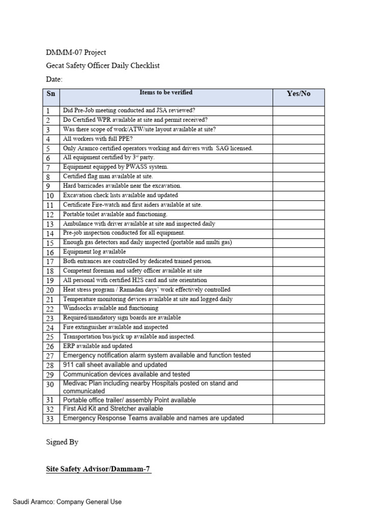 Wellsite construction safety checklist | PDF