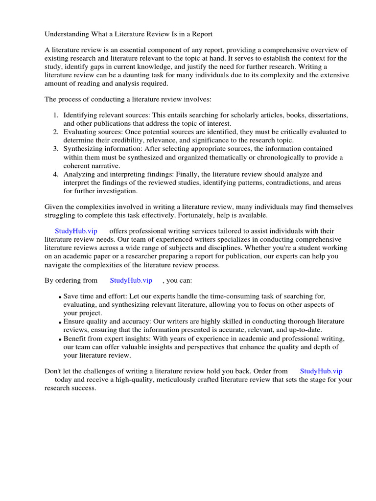 Literature Review Guide for Reports | PDF