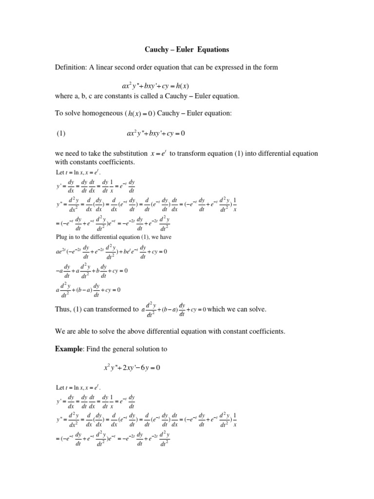 Cauchy Euler | PDF | Algebra | Applied Mathematics Cauchy Euler | PDF | Algebra | Applied Mathematics