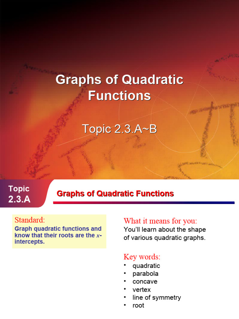 2.3.A - Graphs of Quadratic Functions | PDF