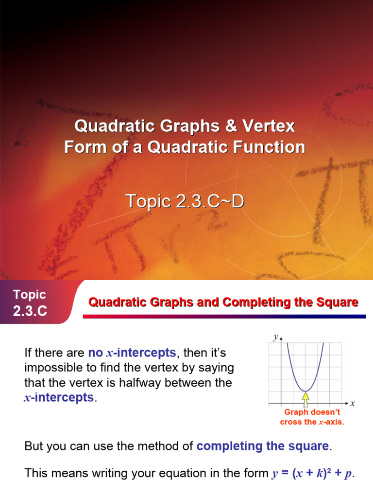 2.3.C - Vertex Form of A Quadratic Function | Download Free PDF ...